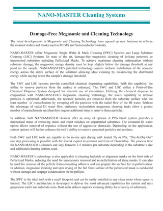 Megasonic Wet Cleaning Systems for Mask, reticle, Single wafer cleaning ...