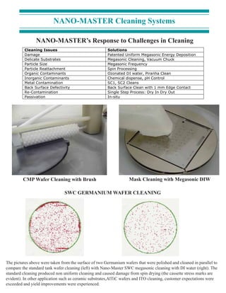 Megasonic Wet Cleaning Systems for Mask, reticle, Single wafer cleaning ...