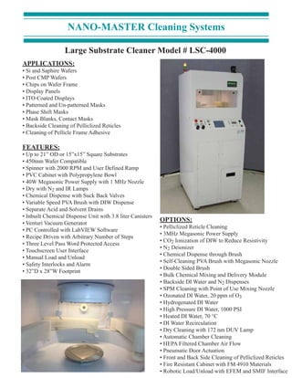 Megasonic Wet Cleaning Systems for Mask, reticle, Single wafer cleaning ...