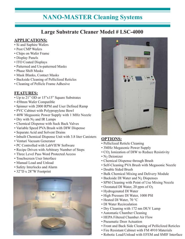 Megasonic Wet Cleaning Systems for Mask, reticle, Single wafer cleaning ...