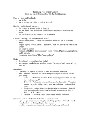 Destroying Your Discouragement | DOC