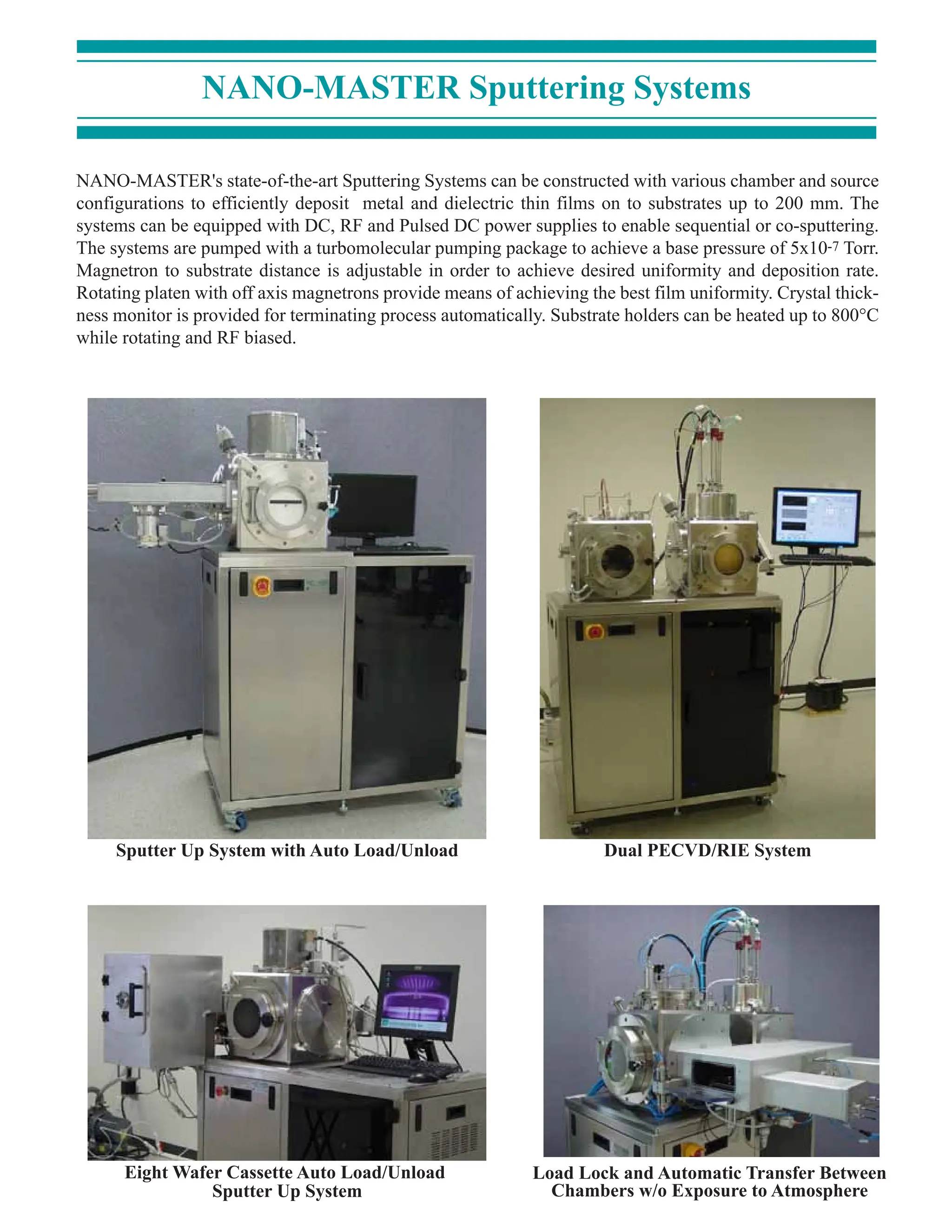 Nano-Master PVD Systems -Sputtering Deposition and Evaporator System | PDF