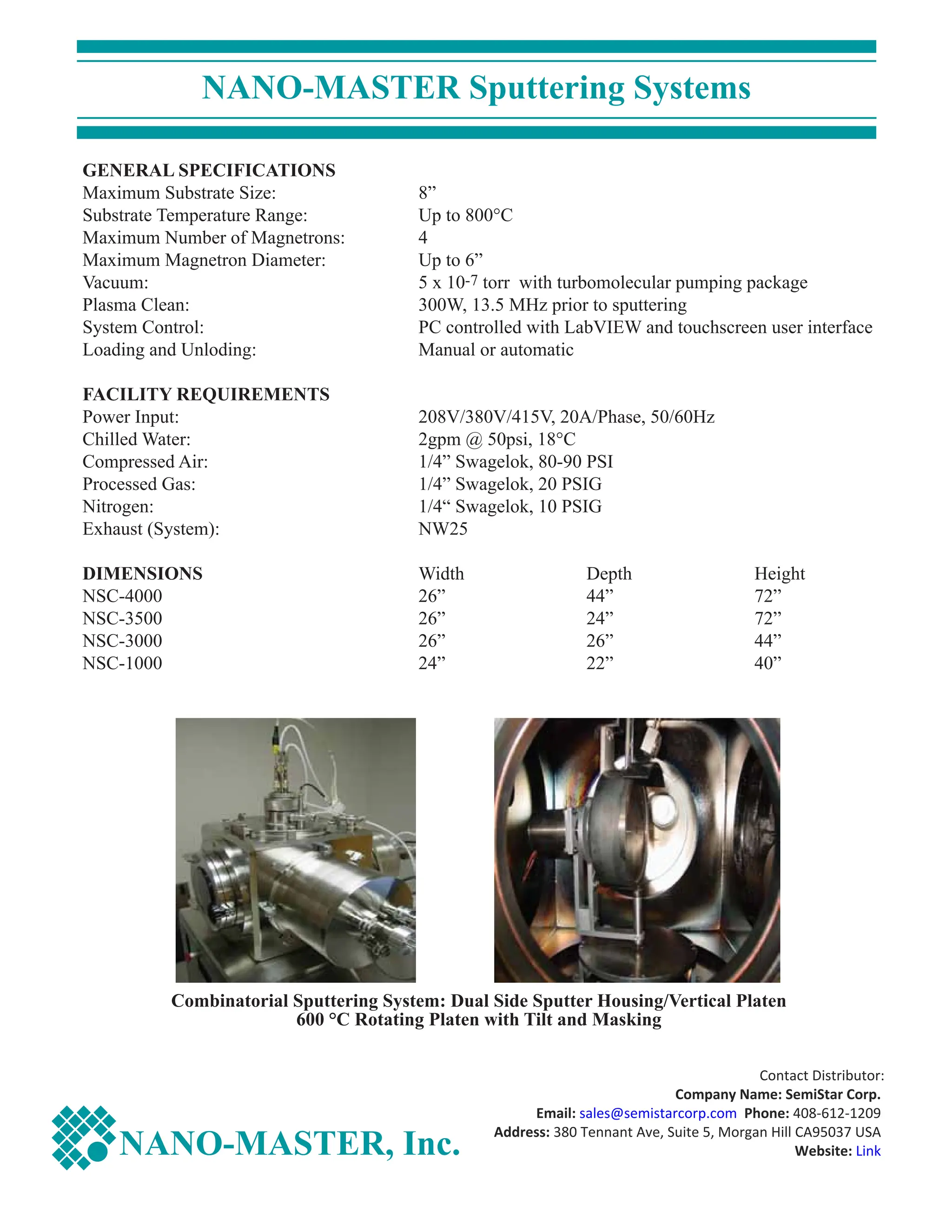 Nano-Master PVD Systems -Sputtering Deposition and Evaporator System | PDF