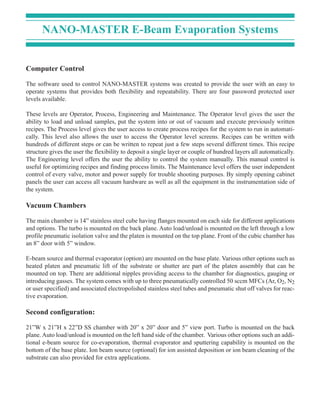 Nano-Master PVD Systems -Sputtering Deposition and Evaporator System | PDF