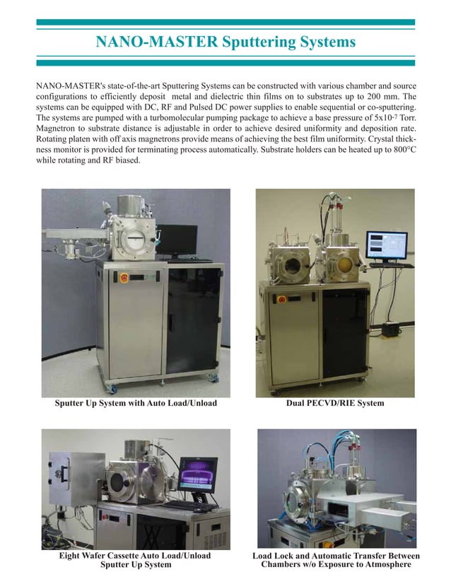 Nano-Master PVD Systems -Sputtering Deposition and Evaporator System | PDF