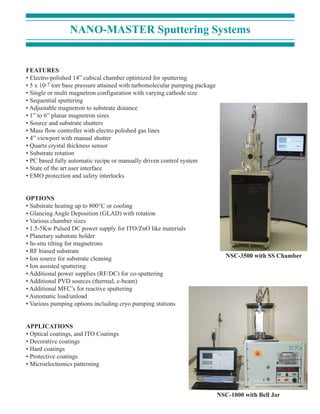 Nano-Master PVD Systems -Sputtering Deposition and Evaporator System | PDF