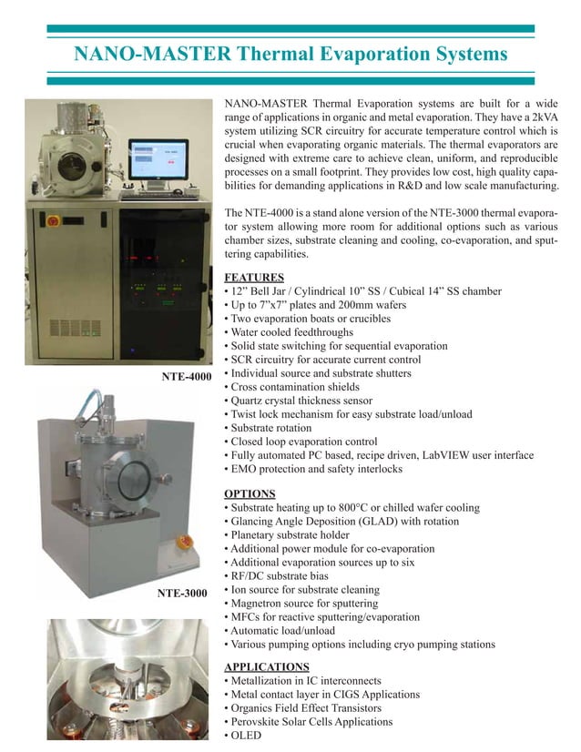 Nano-Master PVD Systems -Sputtering Deposition and Evaporator System | PDF