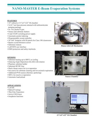 Nano-Master PVD Systems -Sputtering Deposition and Evaporator System | PDF