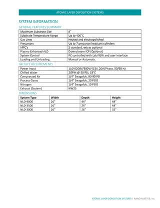 Nano-Master Thin Film Systems ALD PECVD Sputter Evaporator PEALD | PDF