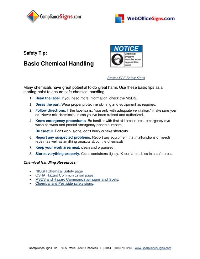 Safety Tip: Chemical Handling