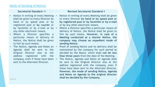 Secretarial Standards 1- Board Meetings - Amendments | PPTX