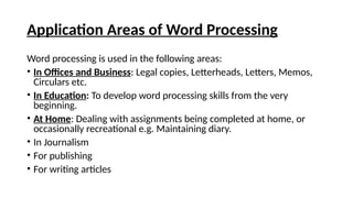 Word Processing Intorduction for basic beginers | PPTX