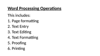 Word Processing Intorduction for basic beginers | PPTX