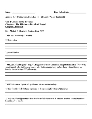 Social Studies 10 and 11 Textbook Key for Counterpoints | DOC