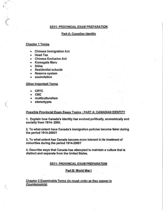 Ss 11 prov exam prep | PDF
