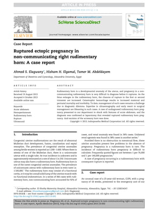 Ruptured ectopic pregnancy in non-communicating right rudimentary horn ...