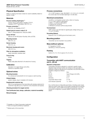 2600T Series Pressure Transmitter Model 261GS Gauge Model 261AS ...