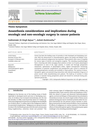 Anaesthesia considerations and Implications during Oncologic and Non ...