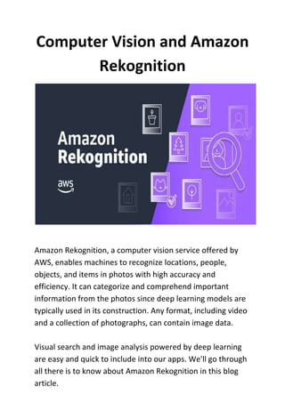 Computer Vision and Amazon Rekognition | DOCX