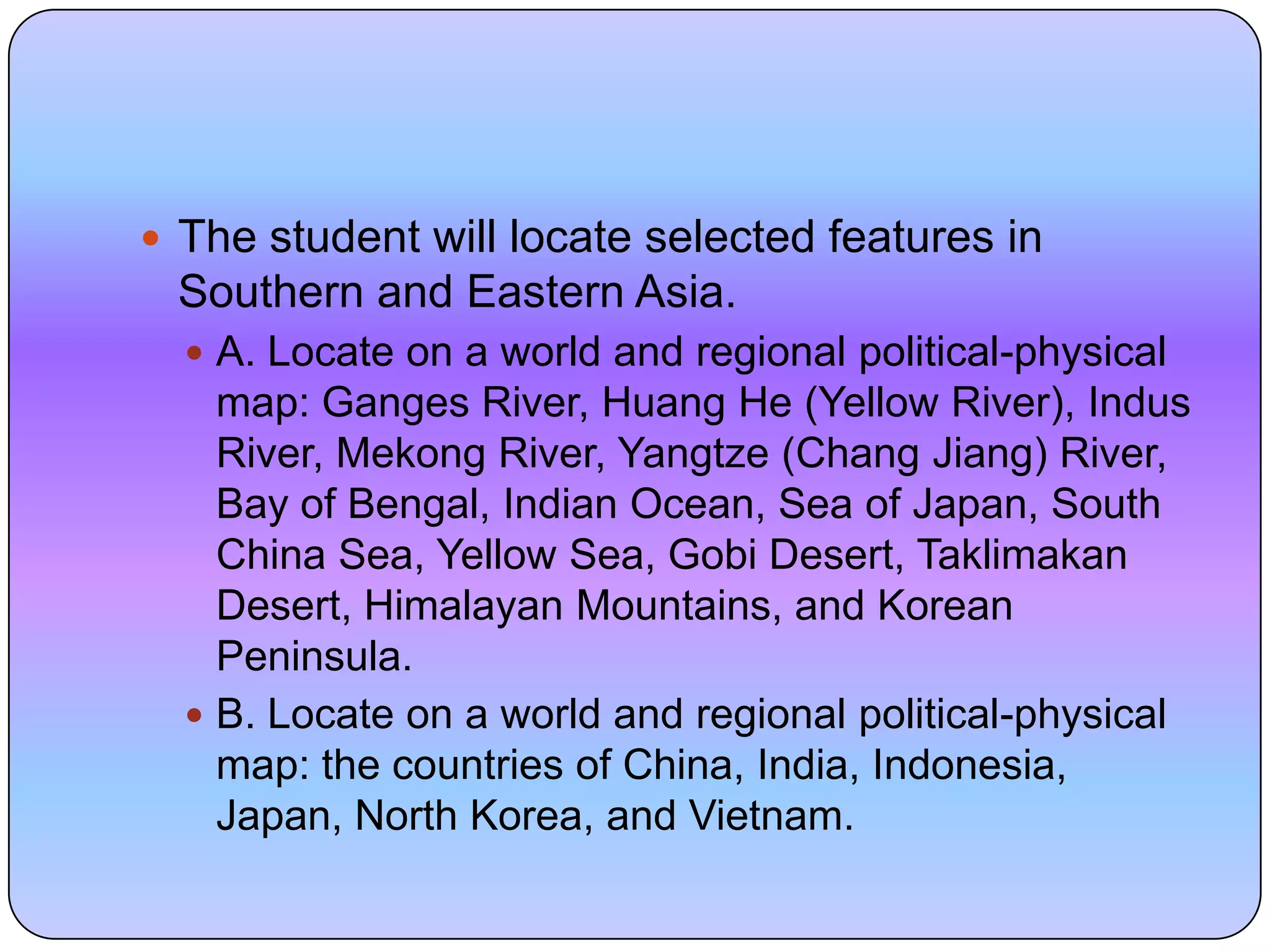 Ss7 g9 landforms of southern and eastern asia | PPTX | Asia Travel ...
