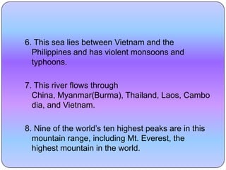 Ss7 g9 landforms of southern and eastern asia | PPTX | Asia Travel ...