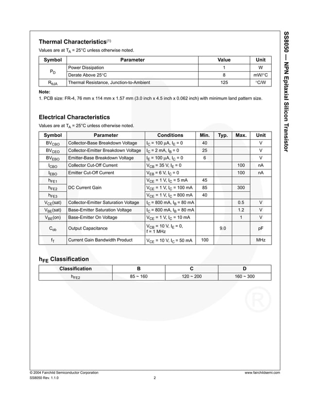 Original Transistor NPN SS8050 S8050 8050 1.5A 40V TO-92 New | PDF