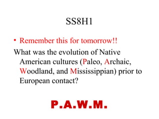 Prehistoric Natives SS8H1a | PPT