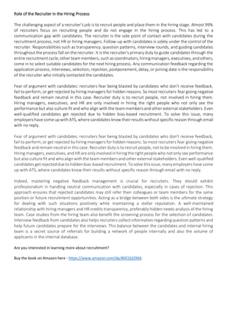 Role of the Recruiter in the Hiring Process | PDF