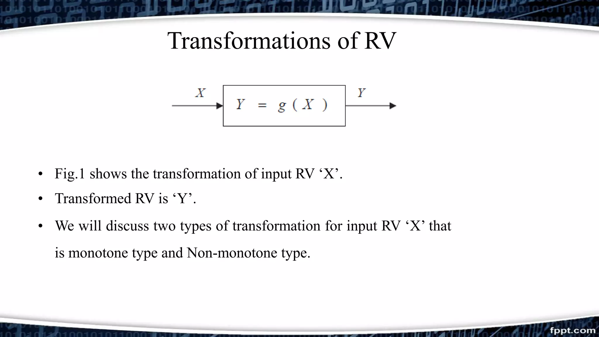 Transformation Of Random Variables And Noise Concepts Ppt