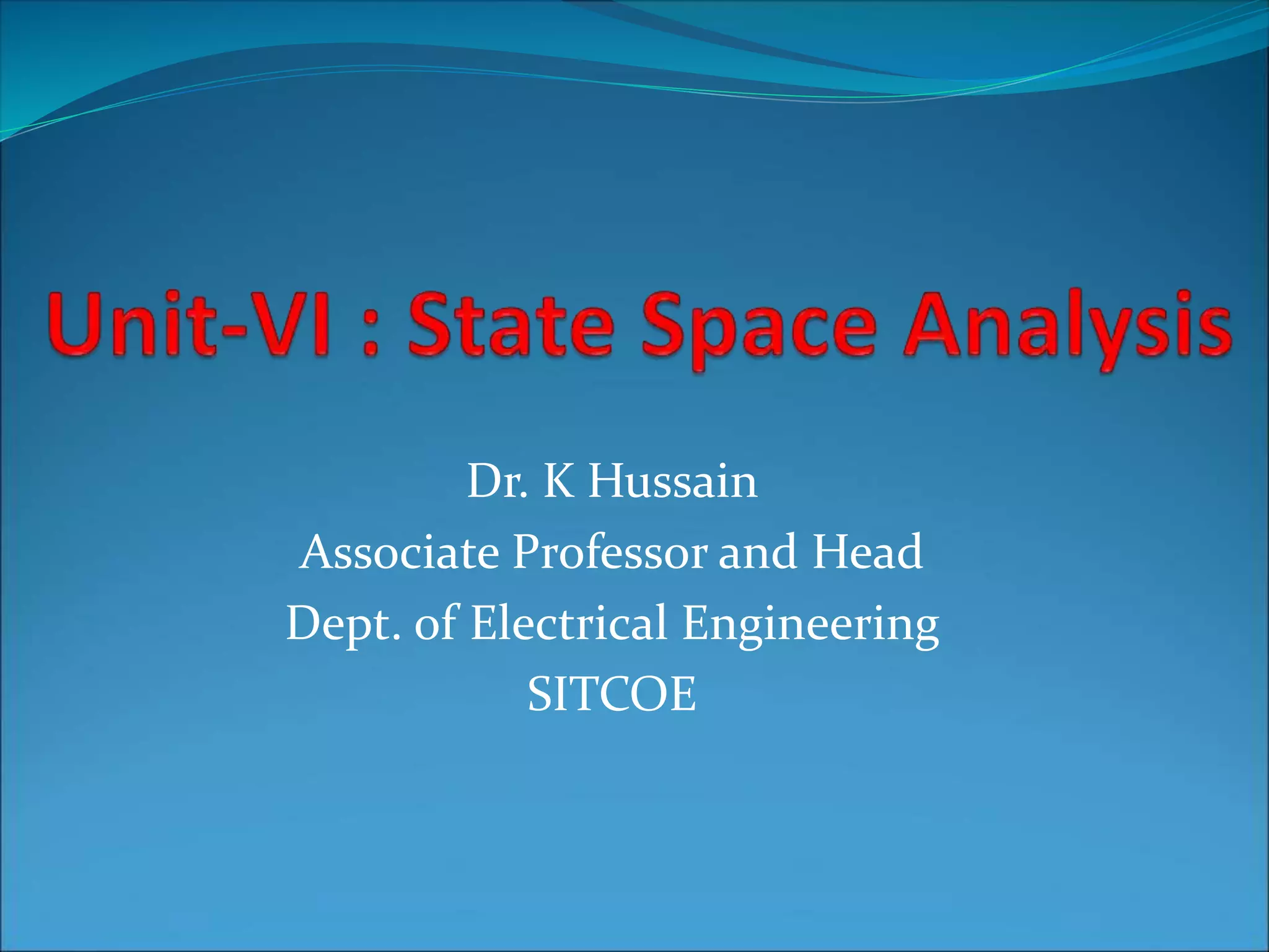 State Space Analysis Ppt
