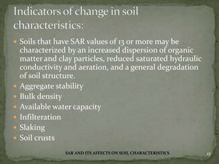 Sodium Adsorption Ratio and its Effects on the Soil Characteristics | PPTX