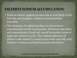 Sodium Adsorption Ratio and its Effects on the Soil Characteristics | PPTX