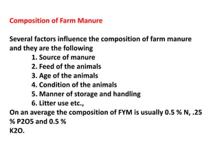 Ssac 353 lecture no. 7 9, classification of manures bulkey and ...