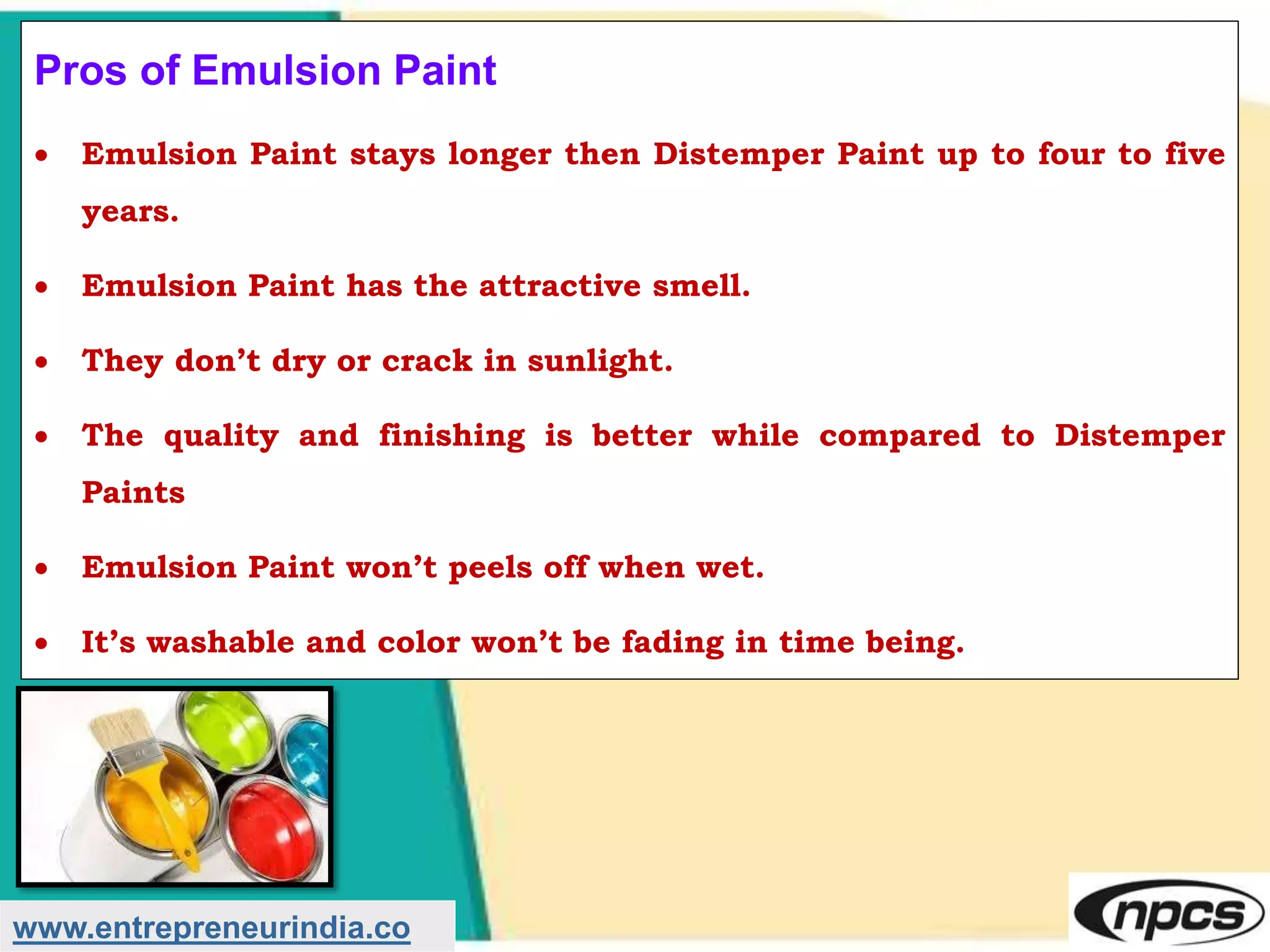 Acrylic Emulsion Paints Manufacturing Industry | PPTX