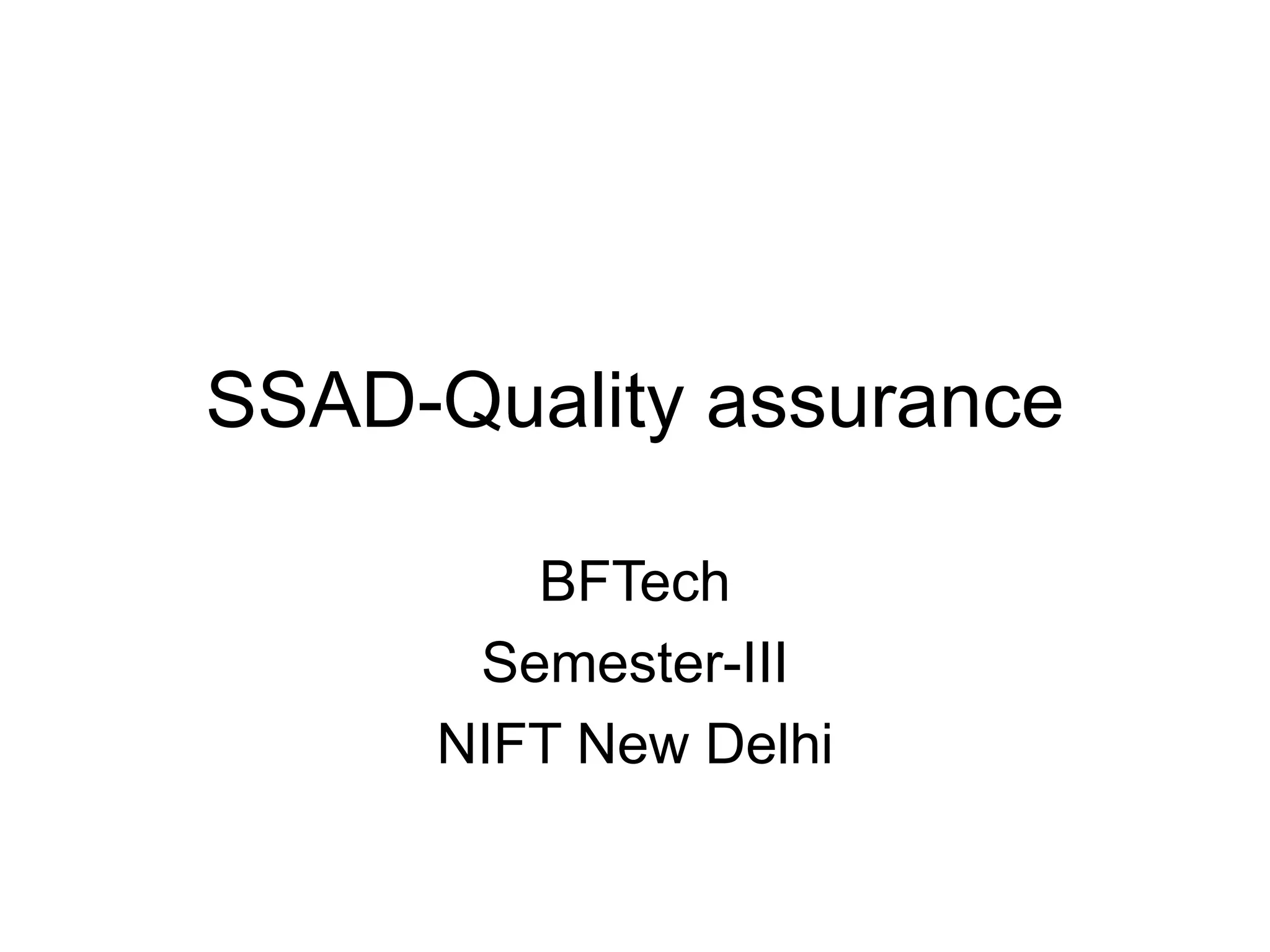 Ssad quality assurance | PPT