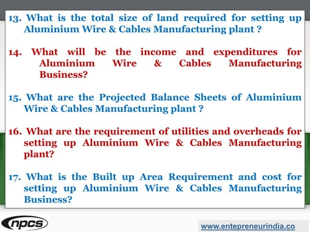 Aluminium Wire & Cables Manufacturing Industry | PPTX | Commodities ...