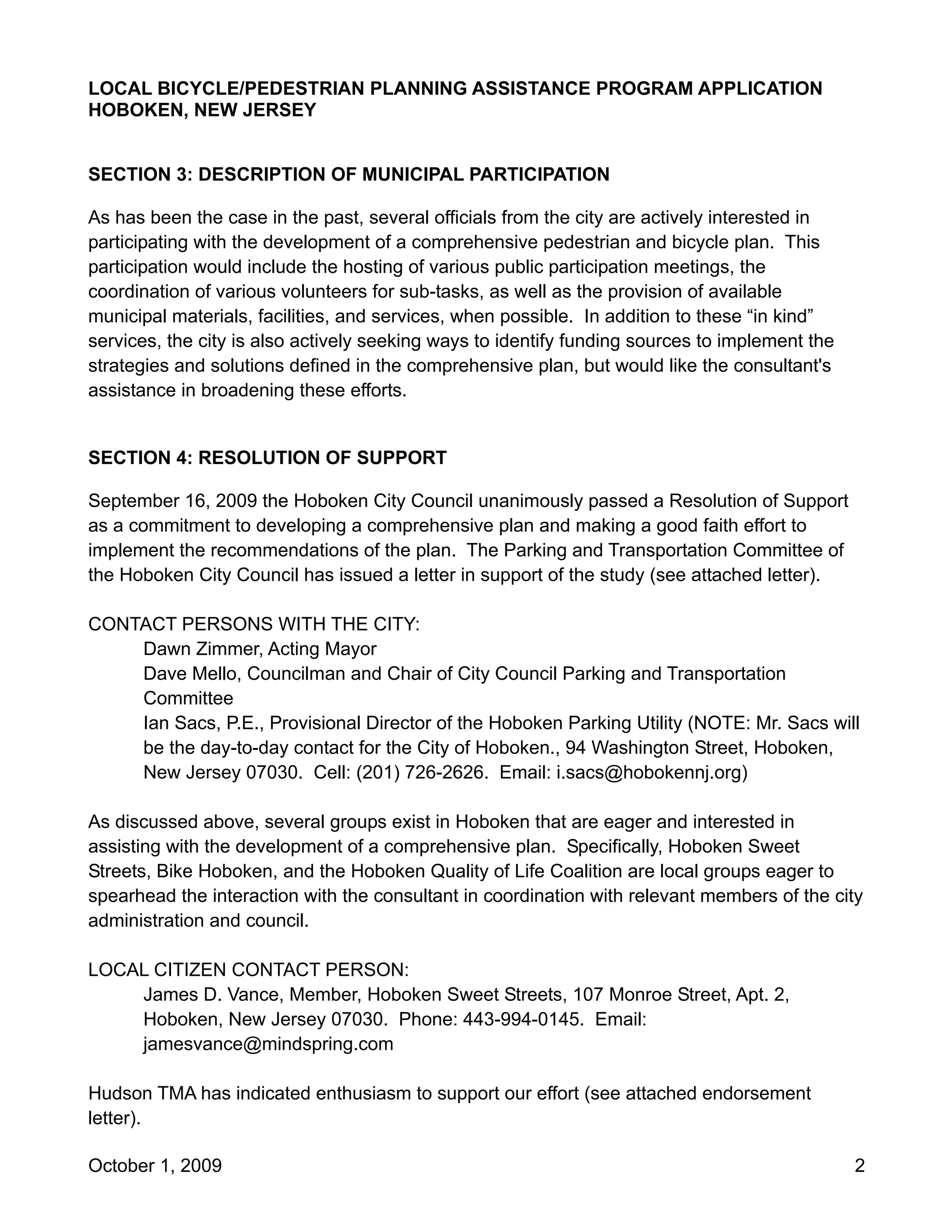 Hoboken - Application for Pedestrian Safety Program | PDF