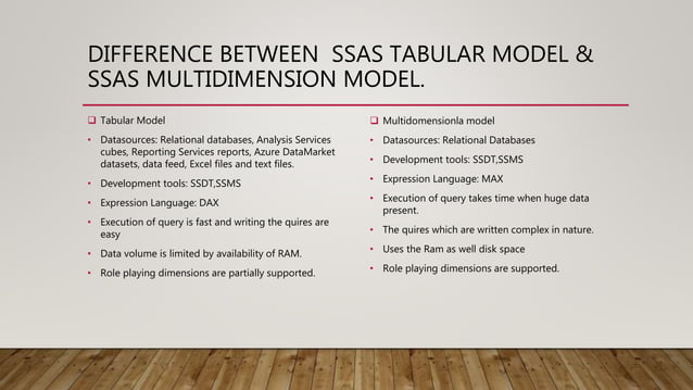 SSAS Tabular model importance and uses | PPTX | Databases | Computer Software and Applications