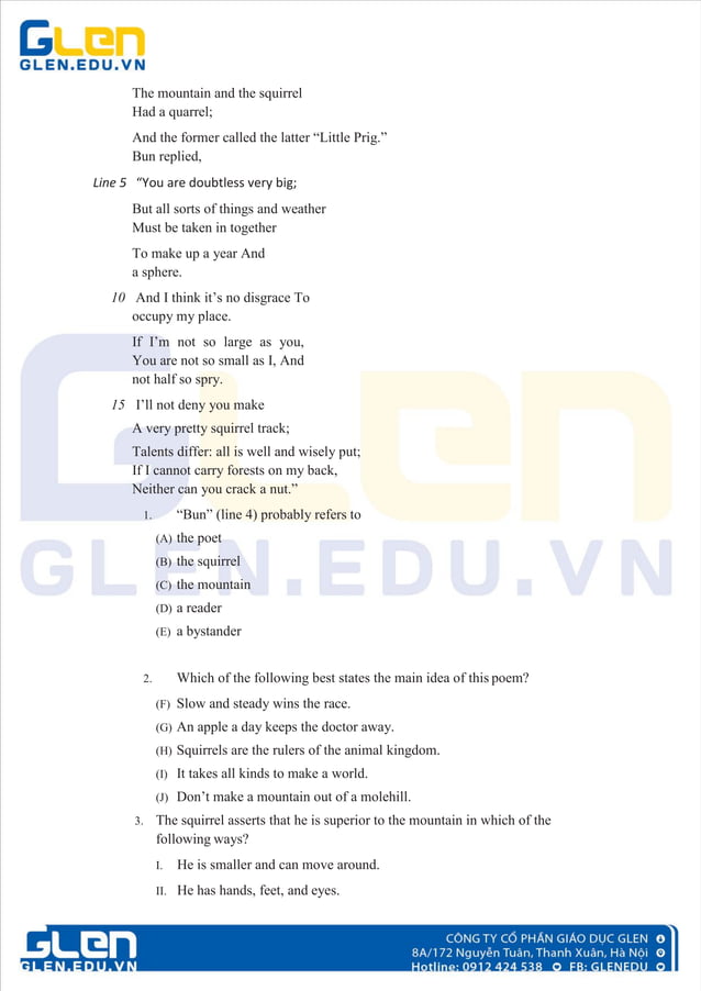 Ssat reading literature (part 1) | PDF