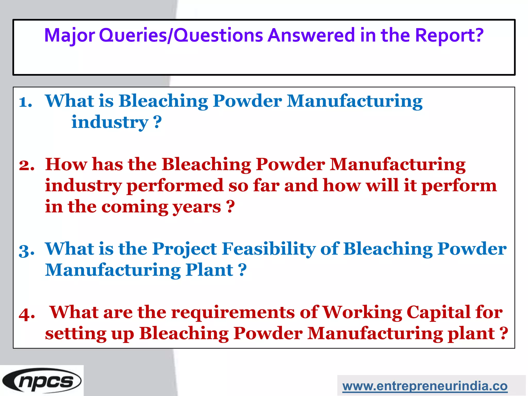 Bleaching Powder Manufacturing Business | PPTX