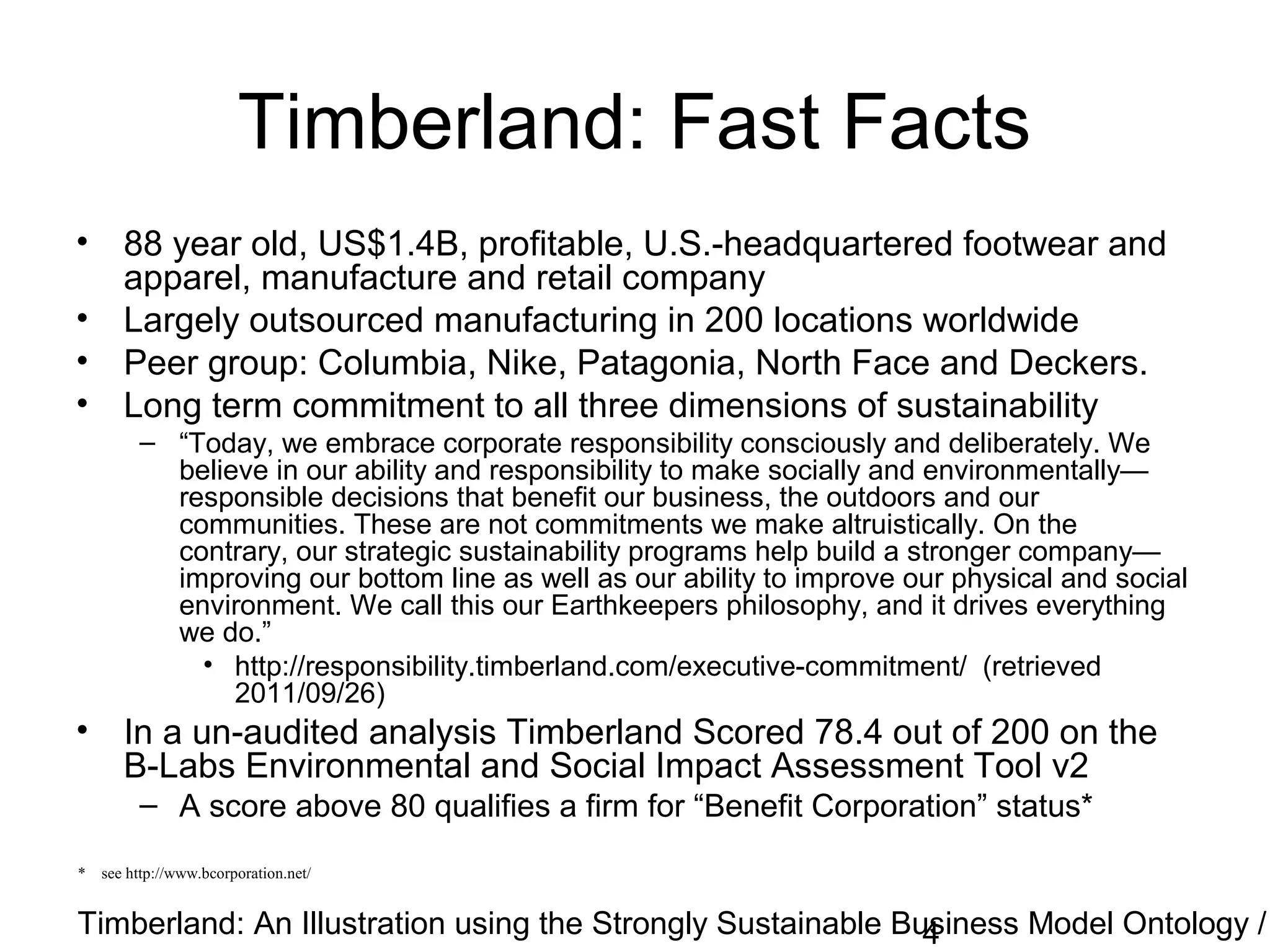 Strongly Sustainable Business Model Ontology - Example - Timberland ...