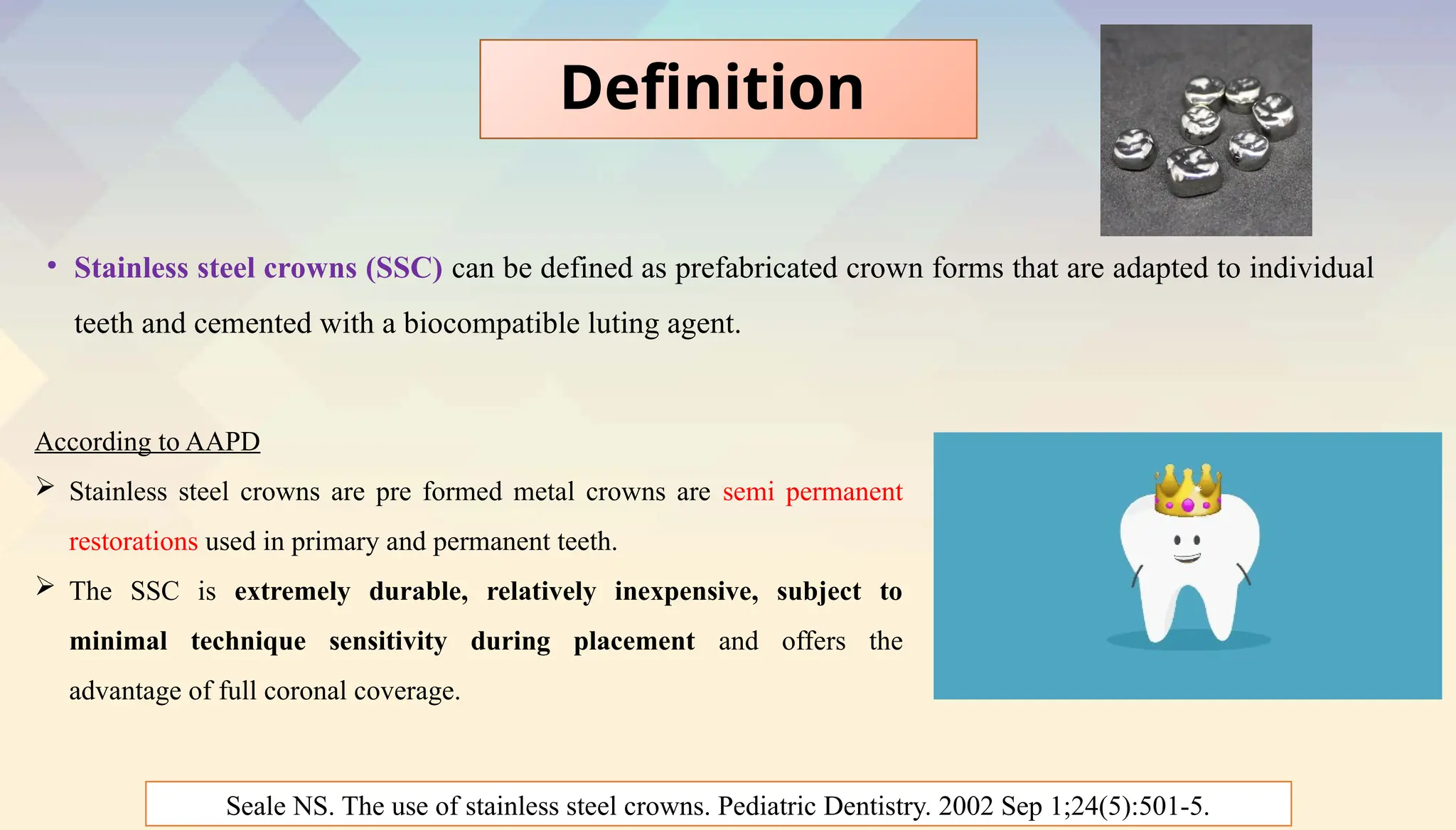 stainless steel crowns in pediatric dentistry | PPTX