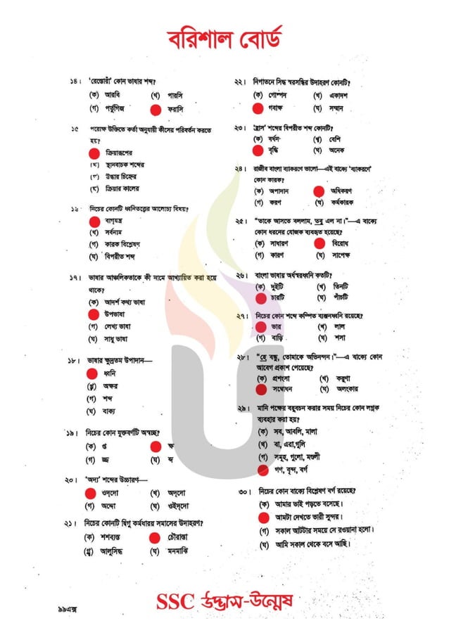 SSC Bangla 2nd MCQ Exam Question Solution 2024.pdf | Secondary Education | Education