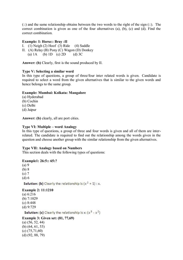 SSC CGL Exam (Tier I) Analogy | PDF | Educational Assessment | Education