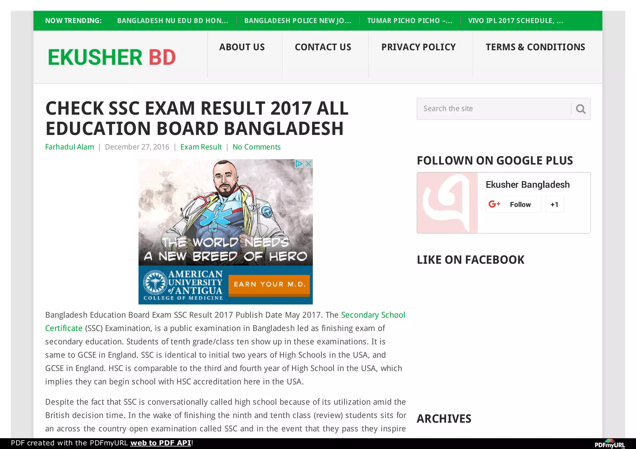 Ssc exam result 2017 | PDF