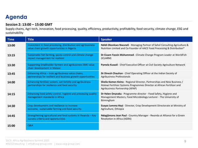 Sscg africa agribusiness summit 2021 | PPT