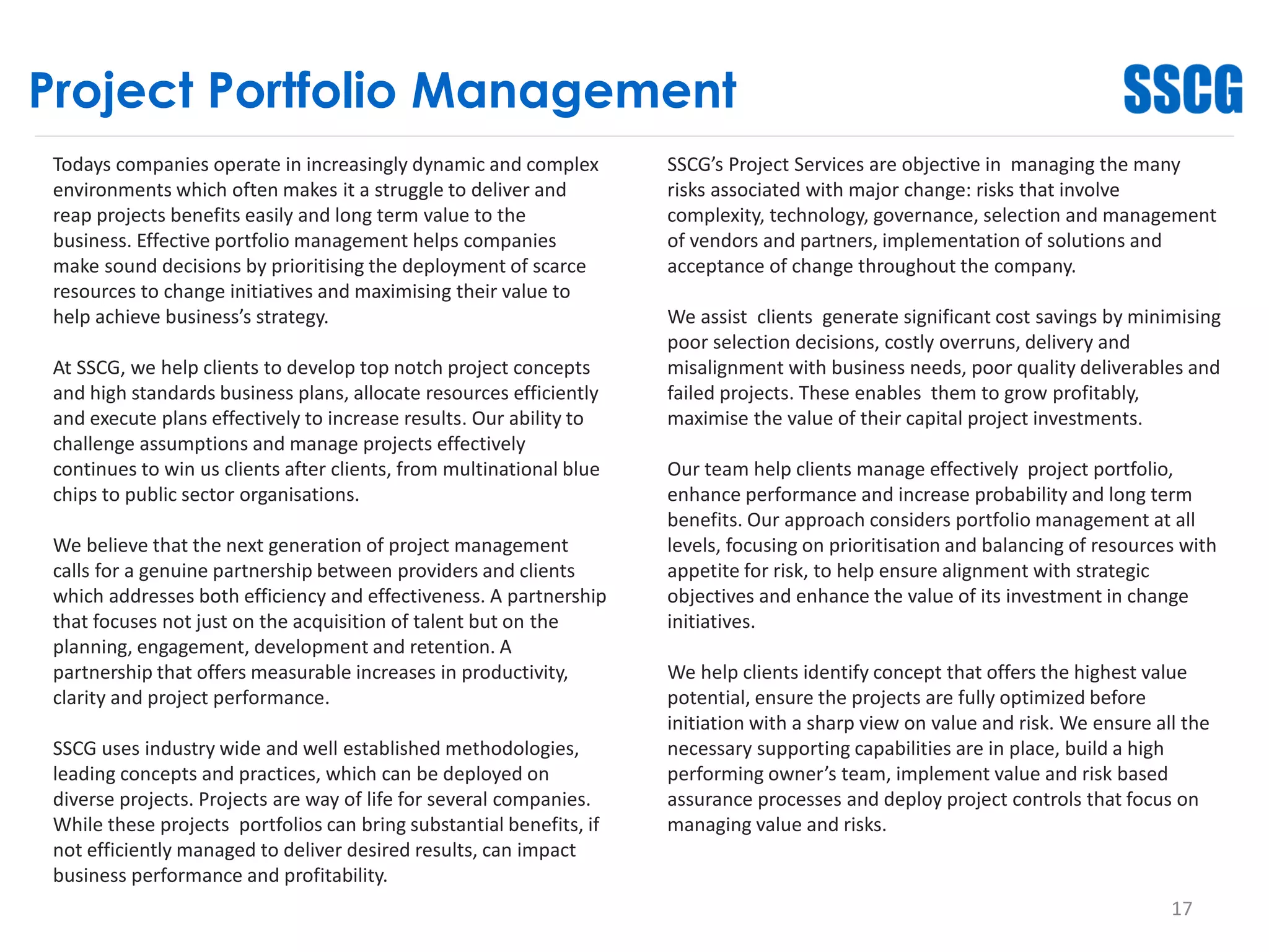 SSCG Operation Management Services | PDF