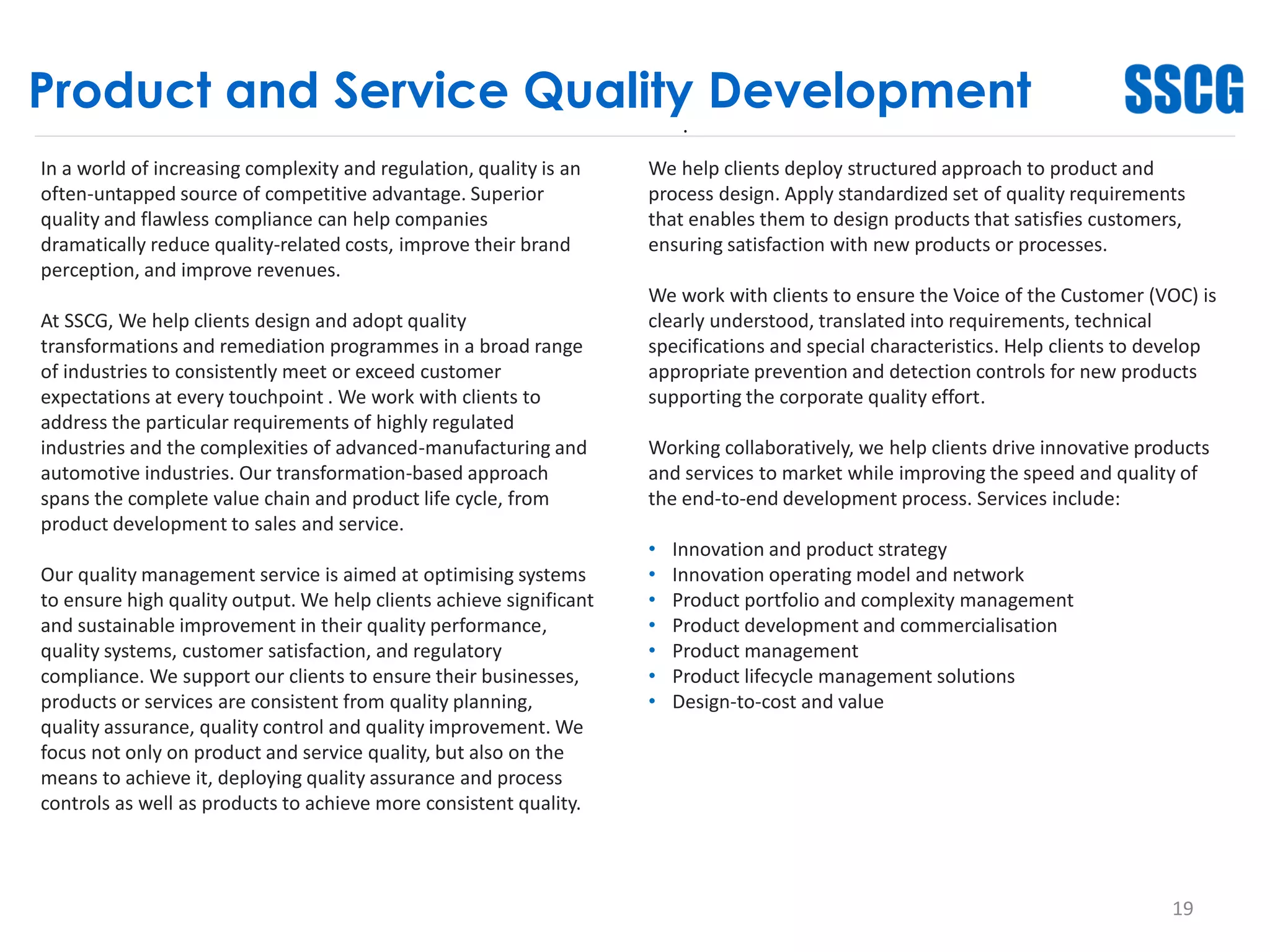 SSCG Operation Management Services | PDF