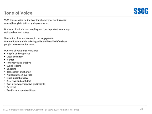 SSCG Brand Identity and Proposition | PPT