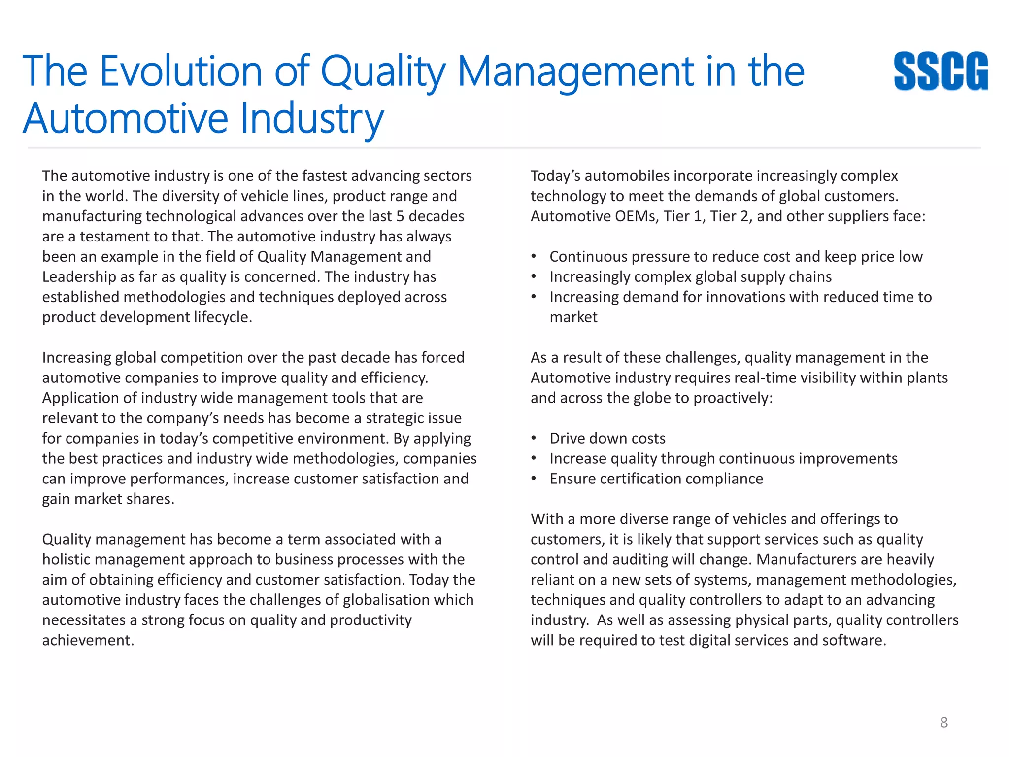 SSCG Automotive Manufacturing Quality Management | PPTX